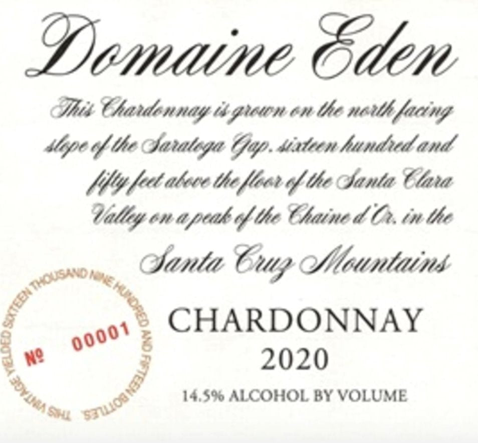 Domaine Eden Chardonnay 2021 - 750ml – Redneck Wine Company